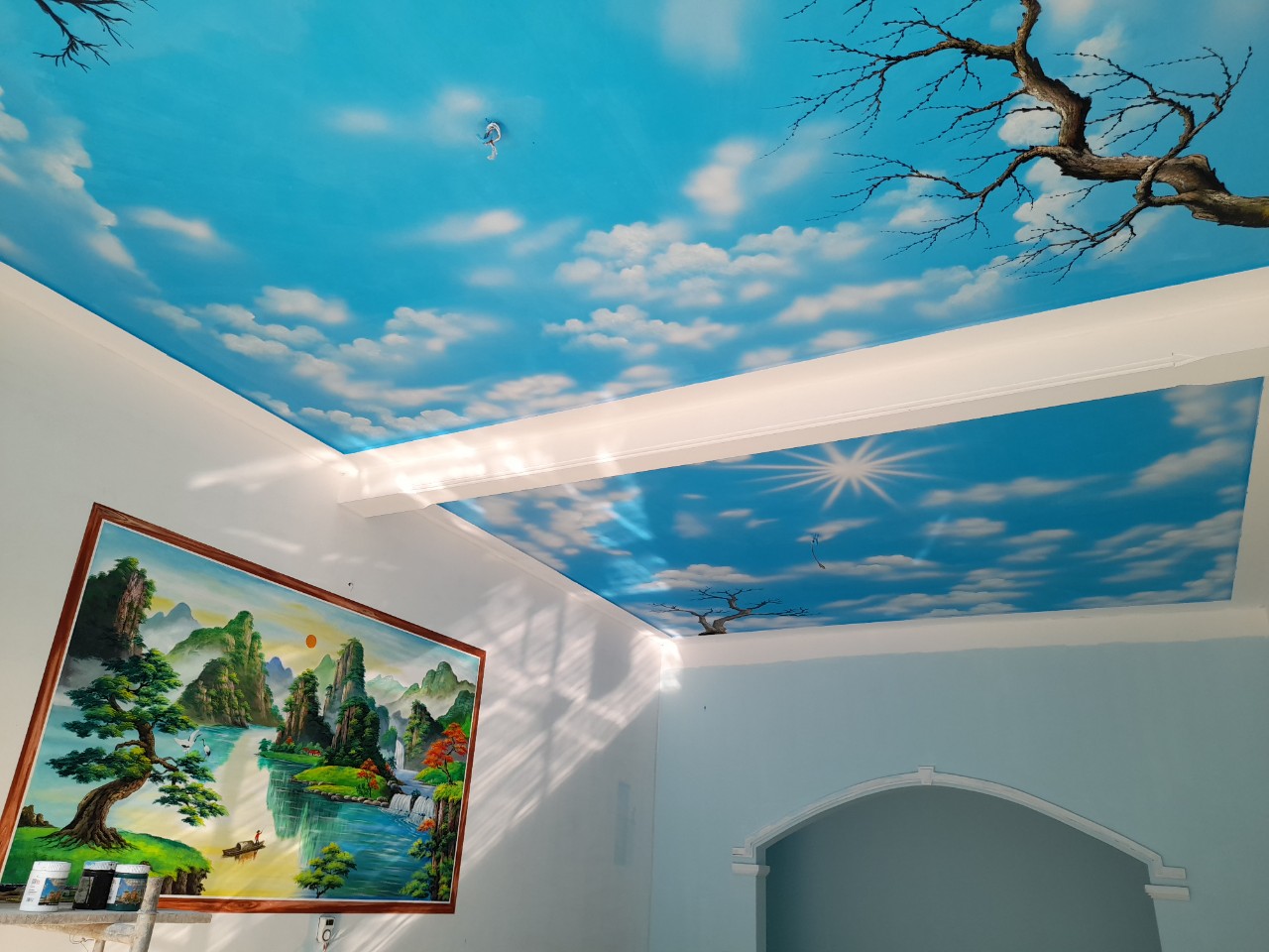 1001+ Mẫu Vẽ Trần Mây 3D Đẹp Sống Động Cao Cấp Nhất Hiện Nay